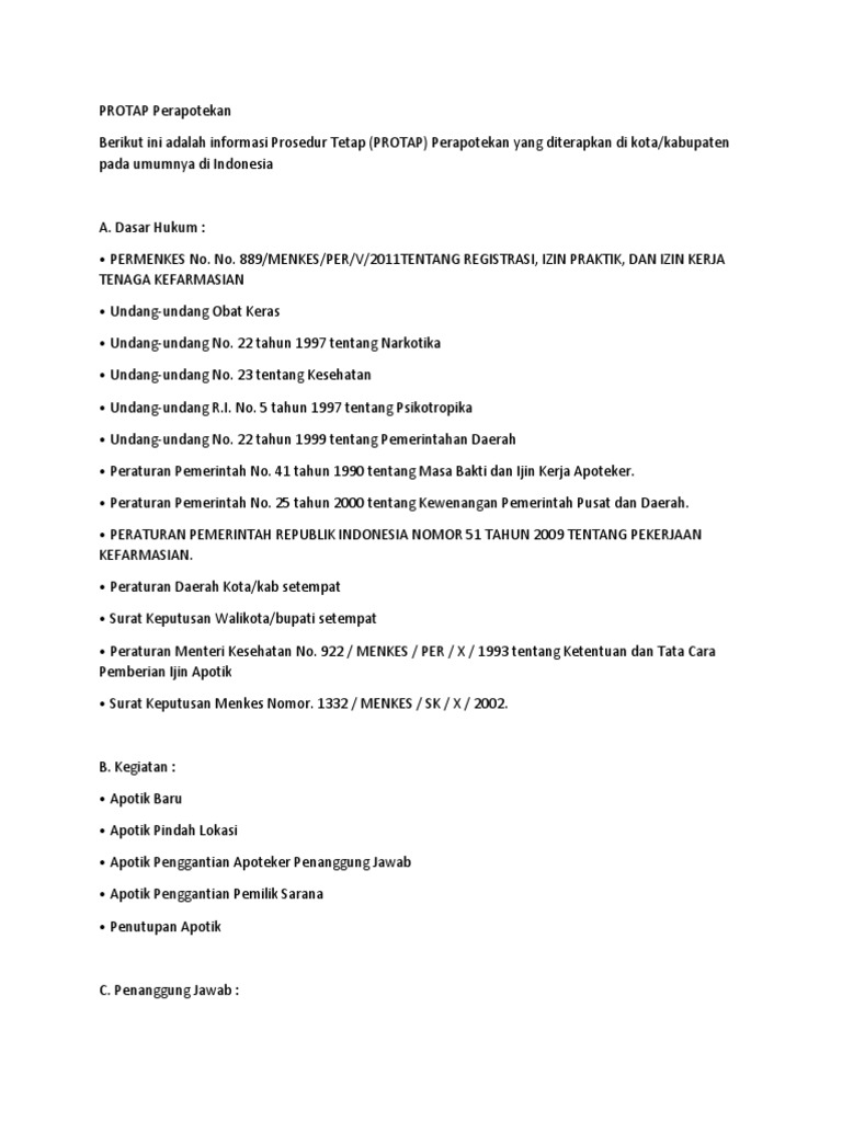PROTAP Perapotekan Dan Contoh Berita Acara Apotek | PDF