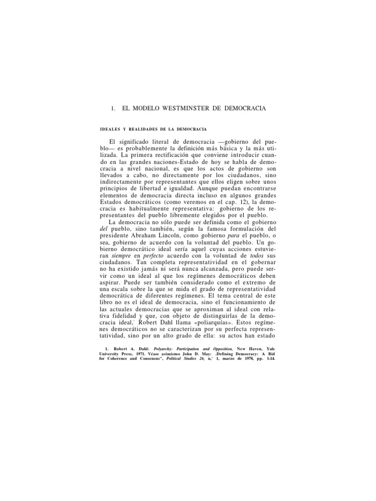 Modelo Westminster - Lijphart | PDF | Partidos políticos | Democracia