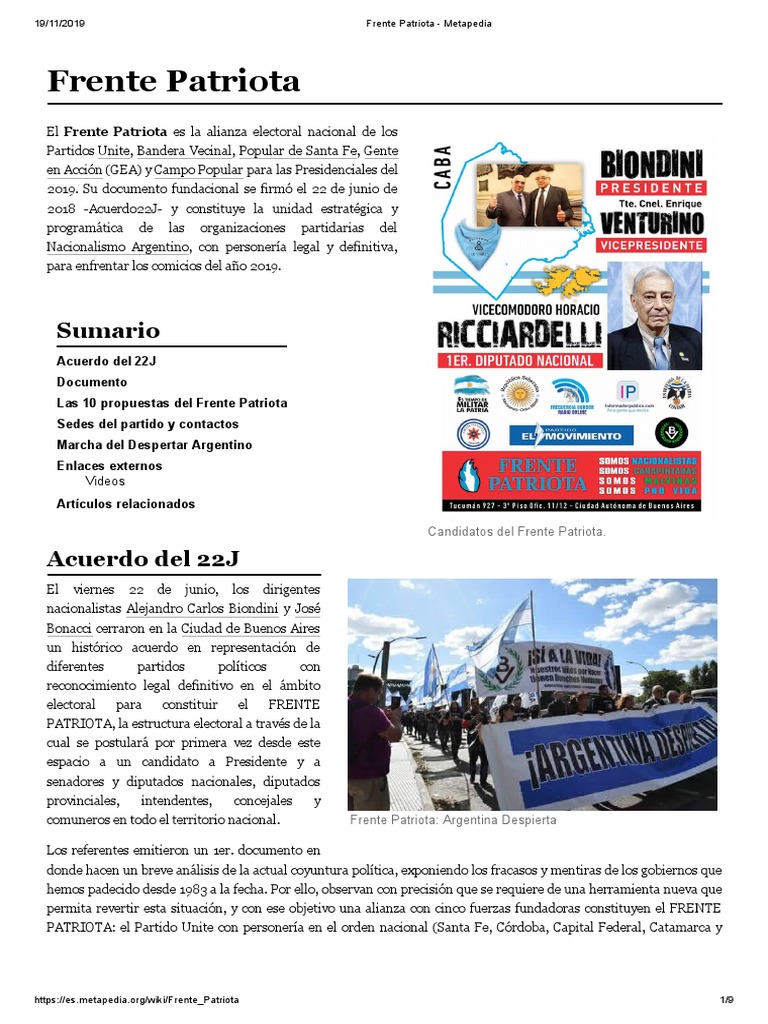 Frente Patriota - Metapedia | Descargar gratis PDF | Buenos Aires ...