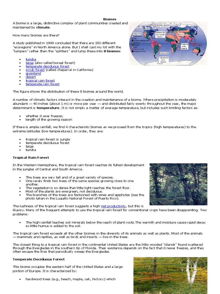 Tundra Taiga Temperate Deciduous Forest Scrub Forest Grassland Desert ...