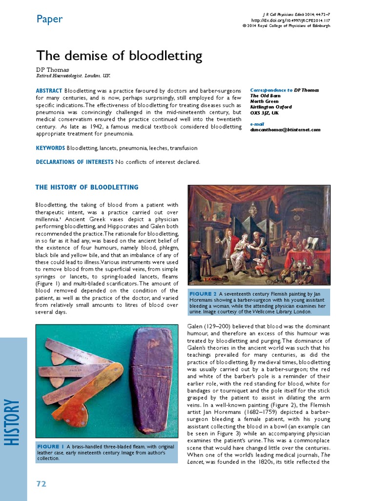 The Demise of Bloodletting: Paper | PDF | Medicine | Health Sciences
