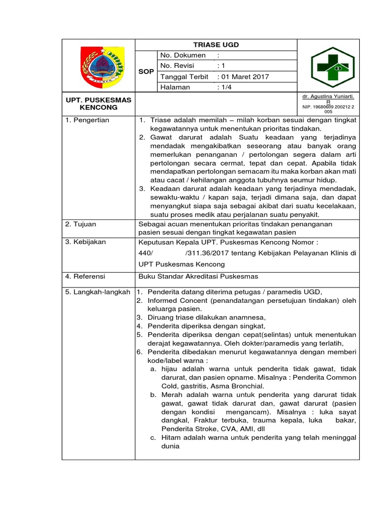 Sop Triase Ugd Oke | PDF