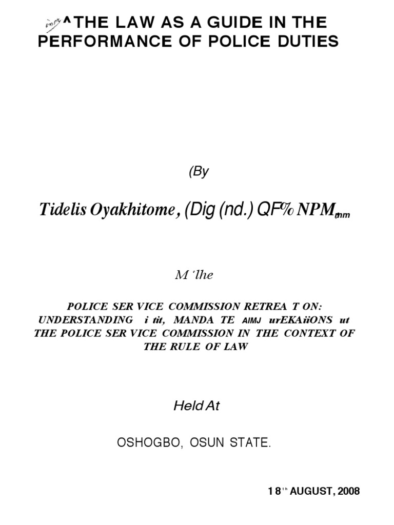 The Law As A Guide in The Performance of Police Duties | PDF | Arrest ...