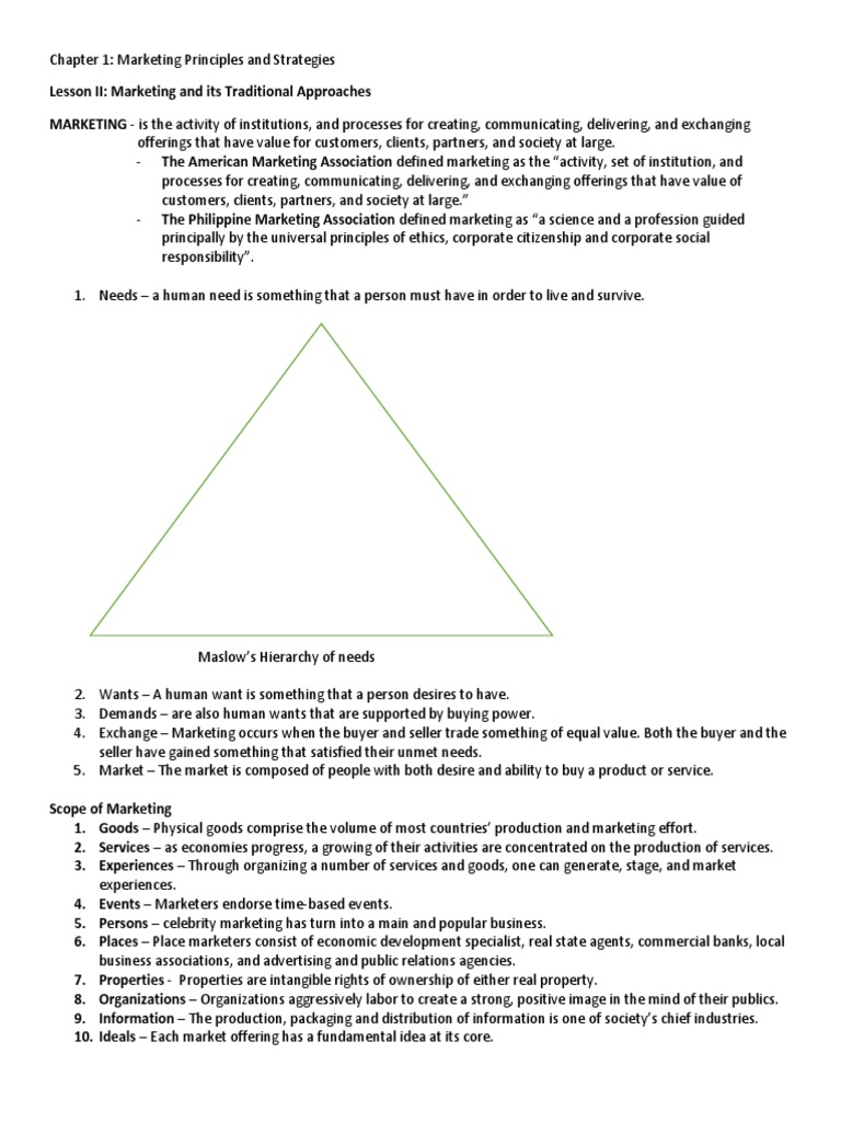 Marketing Principles and Strategies Overview | PDF | Sales ...