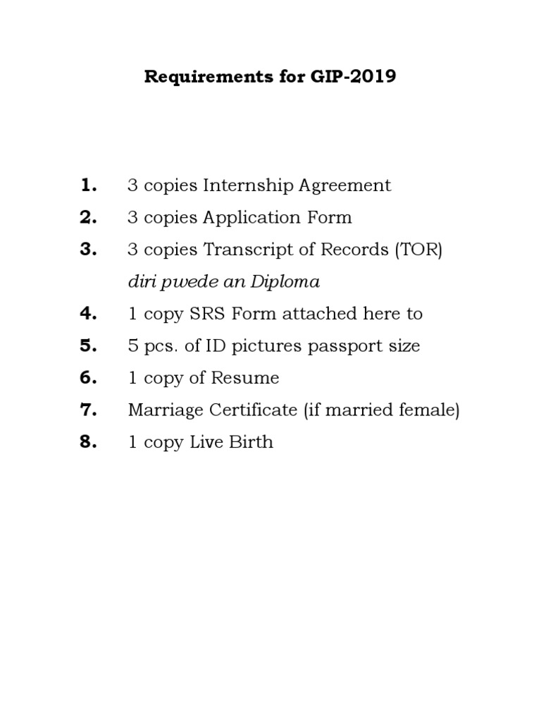 Requirements For GIP | PDF