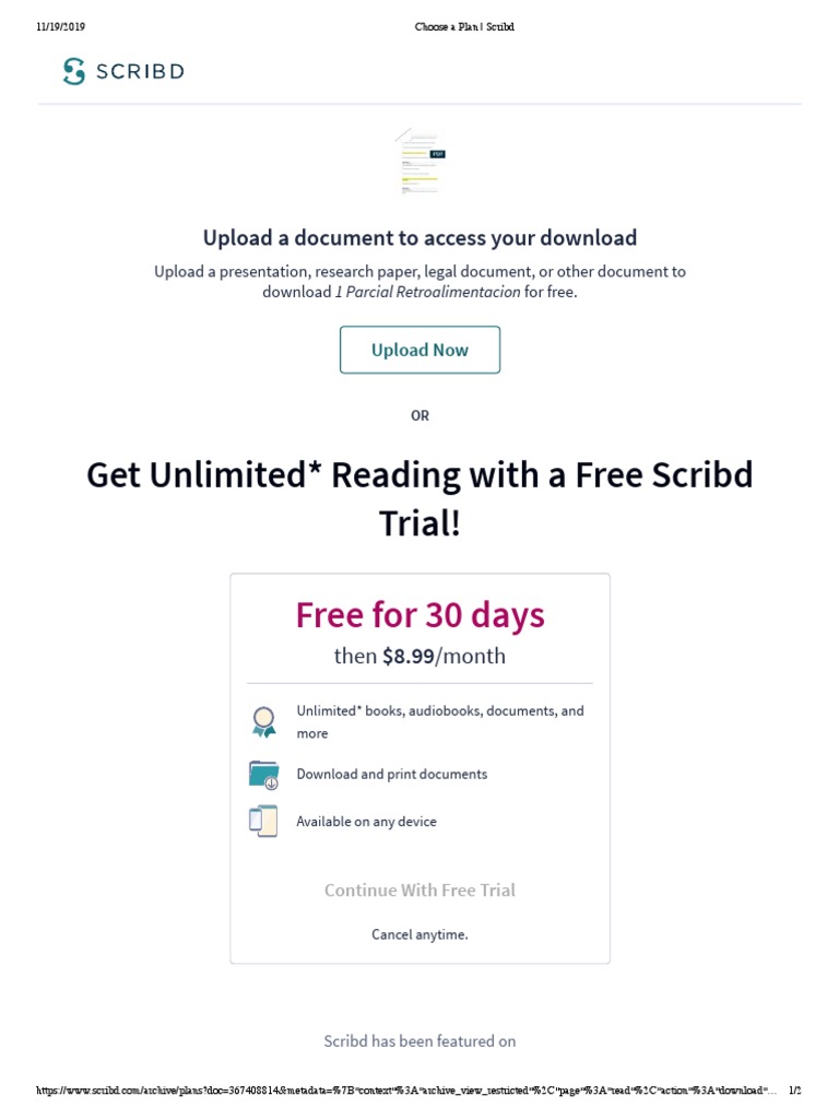 Scribd Subscription Plans Overview | PDF