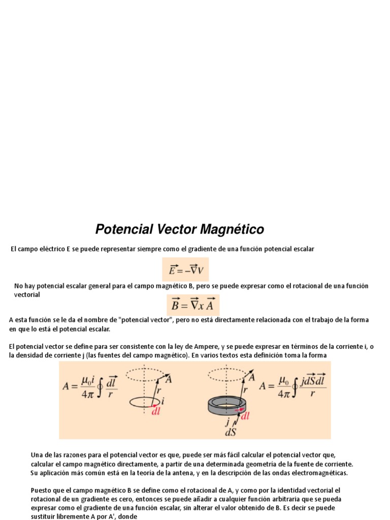 Potencial Vector Magnético: Definición y Aplicaciones | PDF | Campo ...