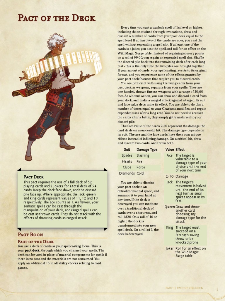 Pact of the Deck (A D&D 5th Edition Warlock Pact Boon) | Playing Cards ...