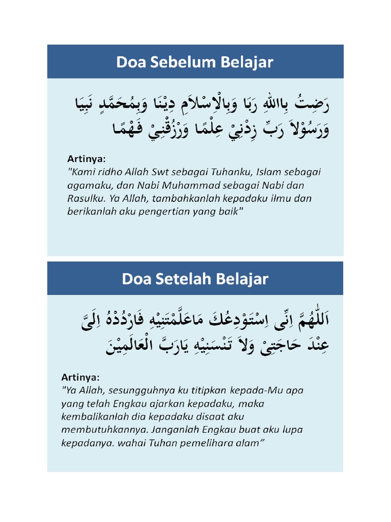 Doa Sebelum Dan Sesudah Belajar | PDF