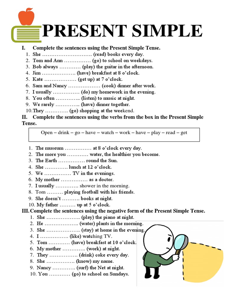 Present Simple Grammar Drills - 119621 | PDF | Grammar | Syntactic ...