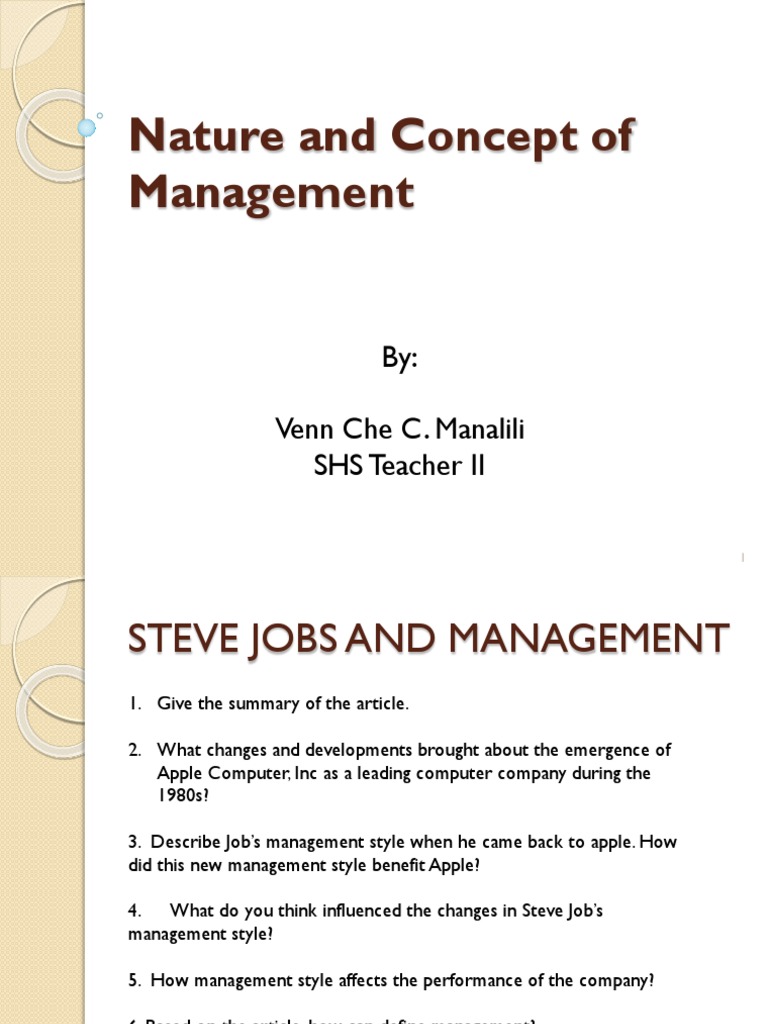 Chapter 1 - Nature and Concept of Management2 | PDF | Goal | Employment
