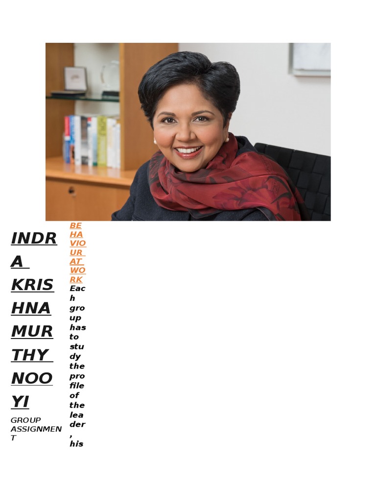 Indra Nooyi Bw Assignment Pdf Pepsi Co Leadership