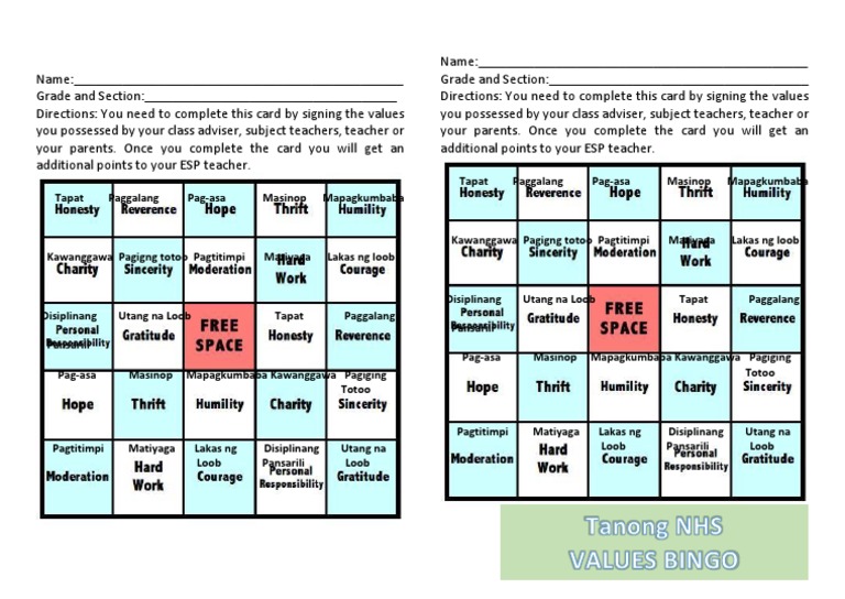 The Values-Bingo-Card | PDF