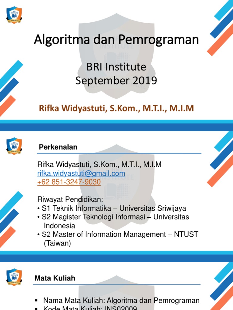 Algoritma - Pertemuan 1 PDF | PDF