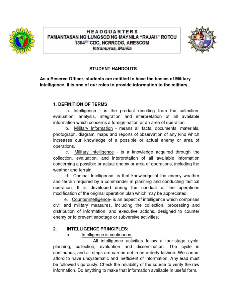 Basic Intelligence | Download Free PDF | Military Intelligence ...