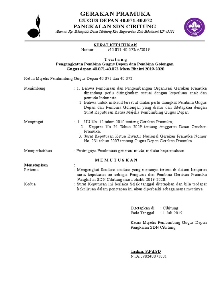 SK Pembina Pramuka | PDF