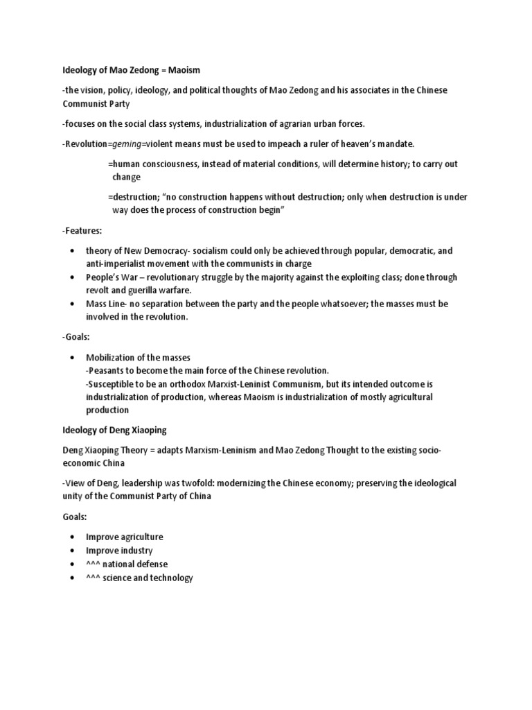 Ideology of Mao Zedong | PDF | Maoism | Communist Party Of China