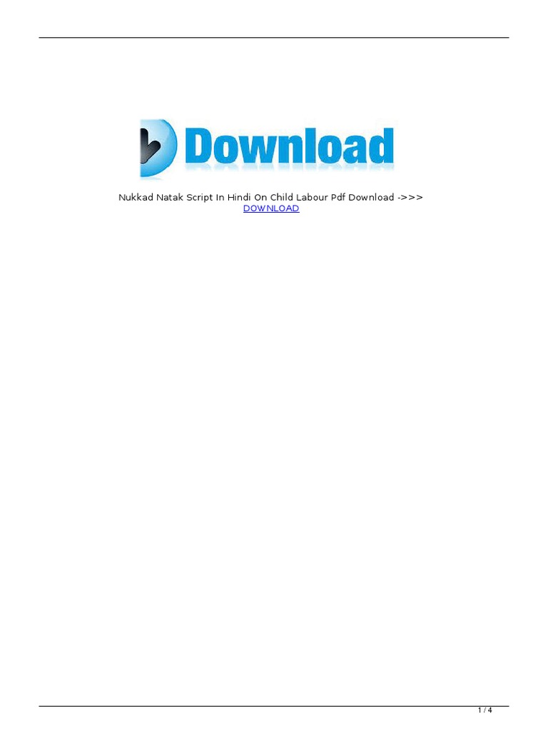 Nukkad Natak Script in Hindi On Child Labour PDF Download PDF | PDF