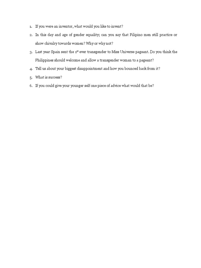 Pageant Q & A Portion Sample | PDF