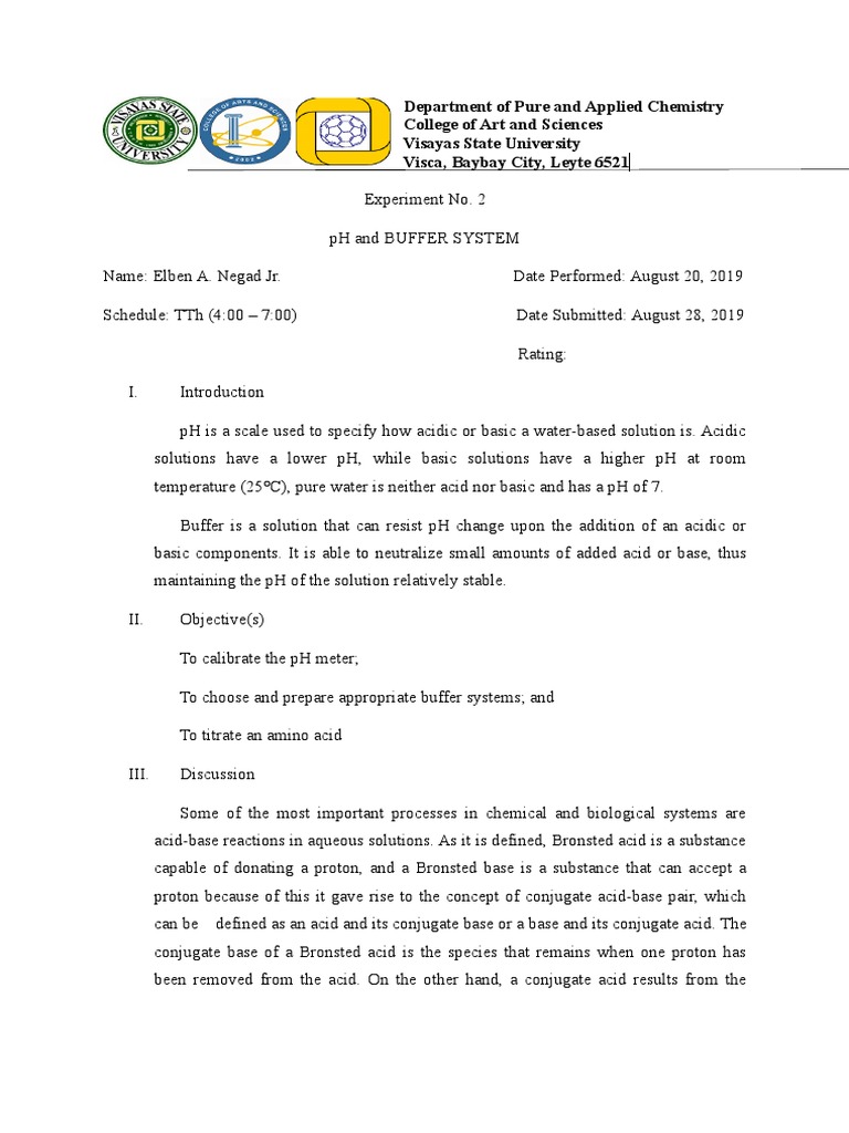 pH and Buffer System Experiment | PDF | Ph | Hydroxide
