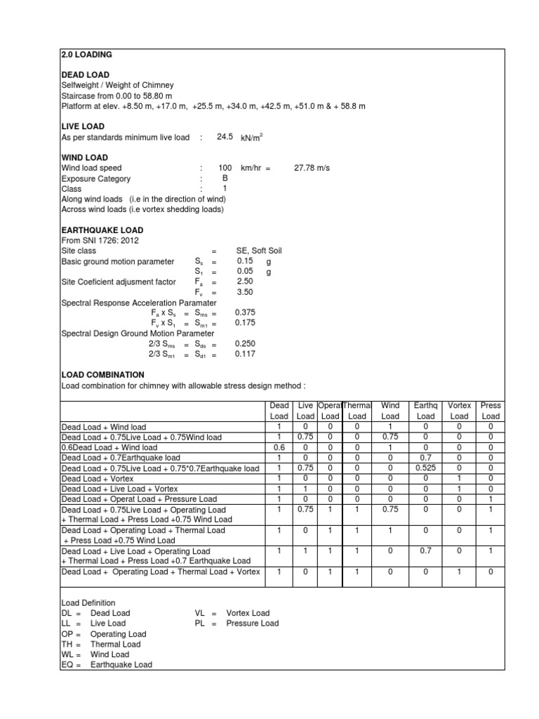 Chimney Load Comb | PDF | Structural Load | Aerospace Engineering