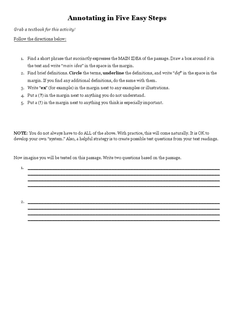 Annotating In Five Easy Steps Pdf