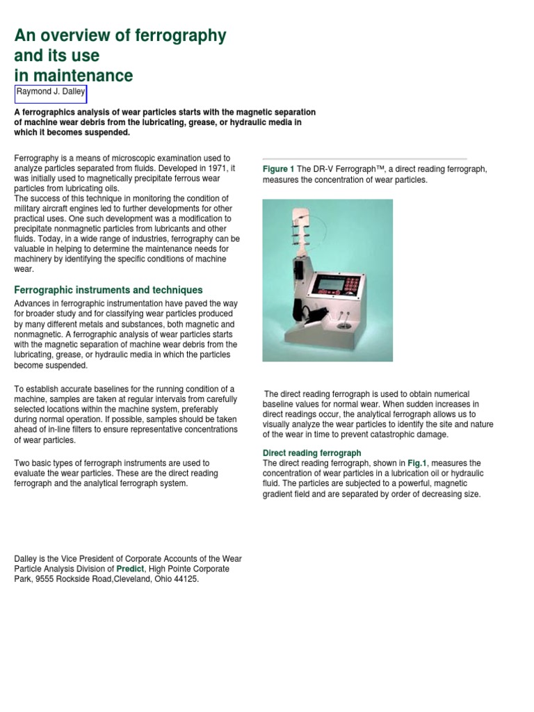 Ferrography Overview PDF | PDF | Wear | Heat Treating