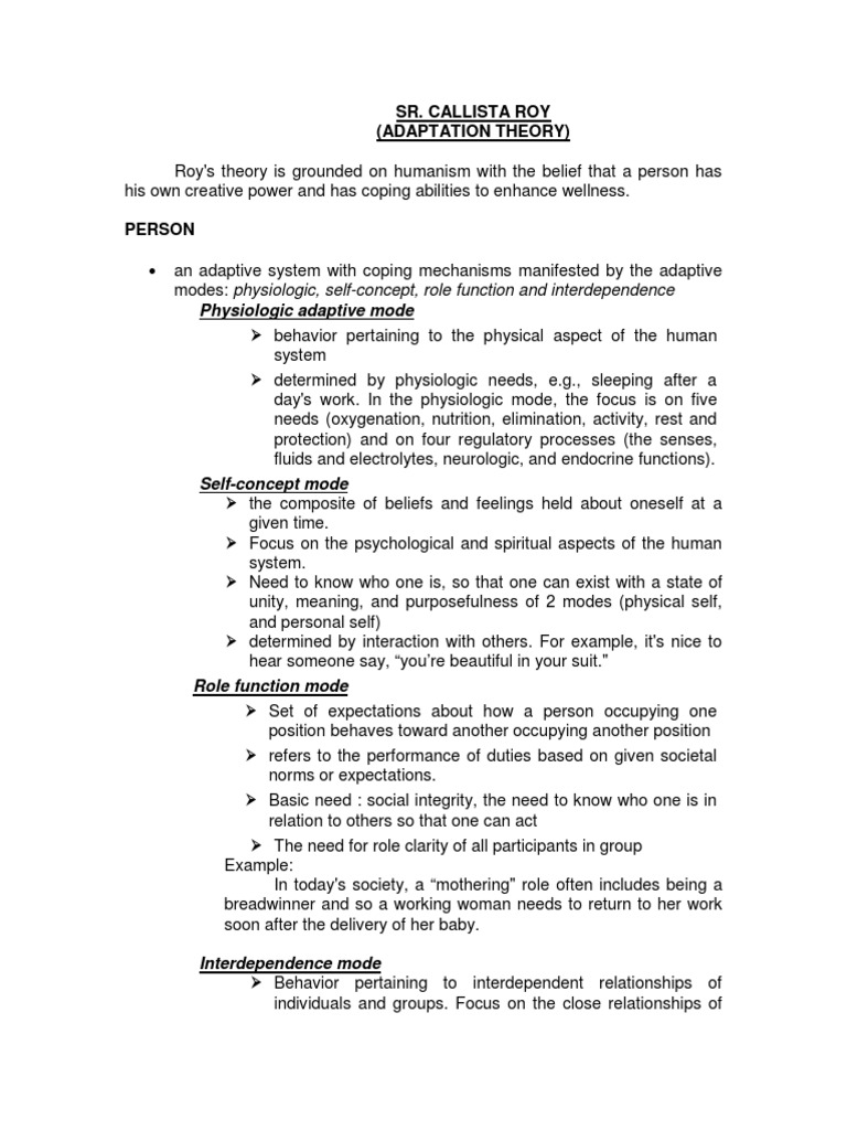 Sr. Callista Roy | PDF | Stimulus (Physiology) | Behavior