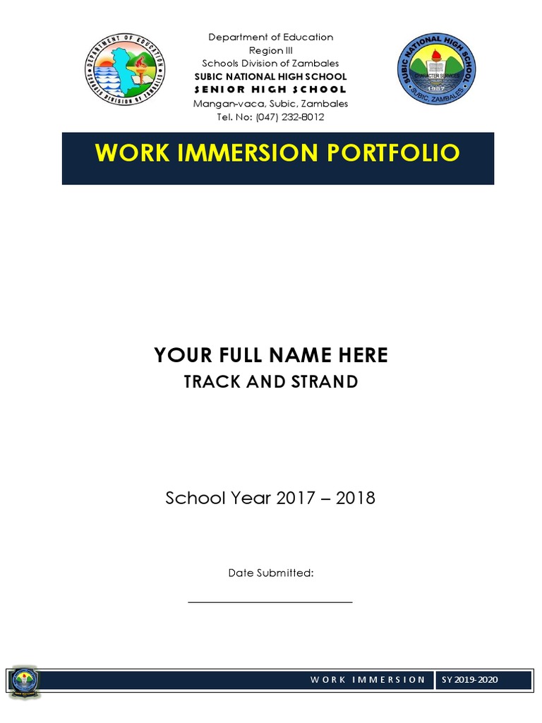Work Immersion - Cover and Table Contents 1 | PDF
