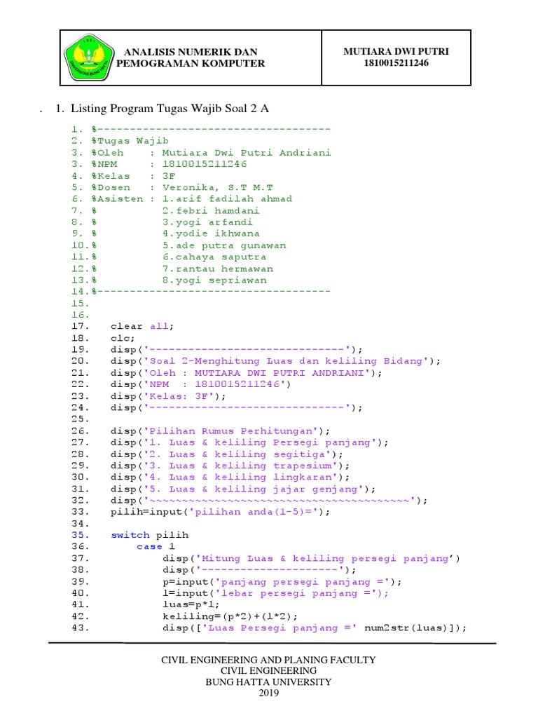 Matlab Soal2a | PDF | Metode & Bahan Ajar