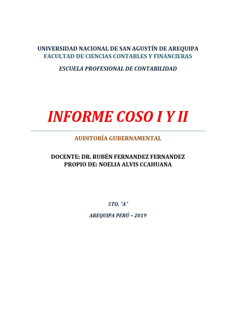 Informe Coso I y Ii | PDF | Evaluación | Gestión de riesgos