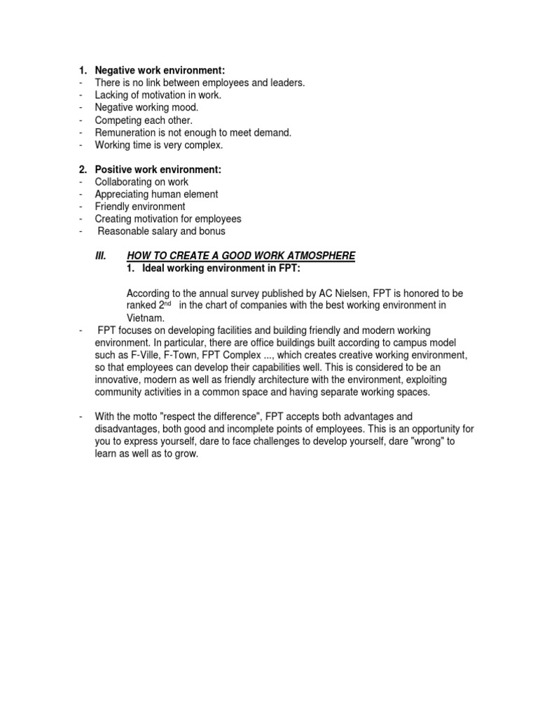 Negative Work Environment | PDF