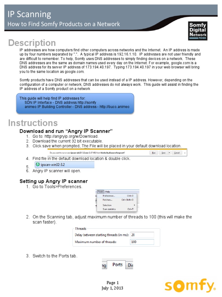 Somfy - IP Scanning - How To Find Somfy Products On A Network | Download Free PDF | Domain Name ...