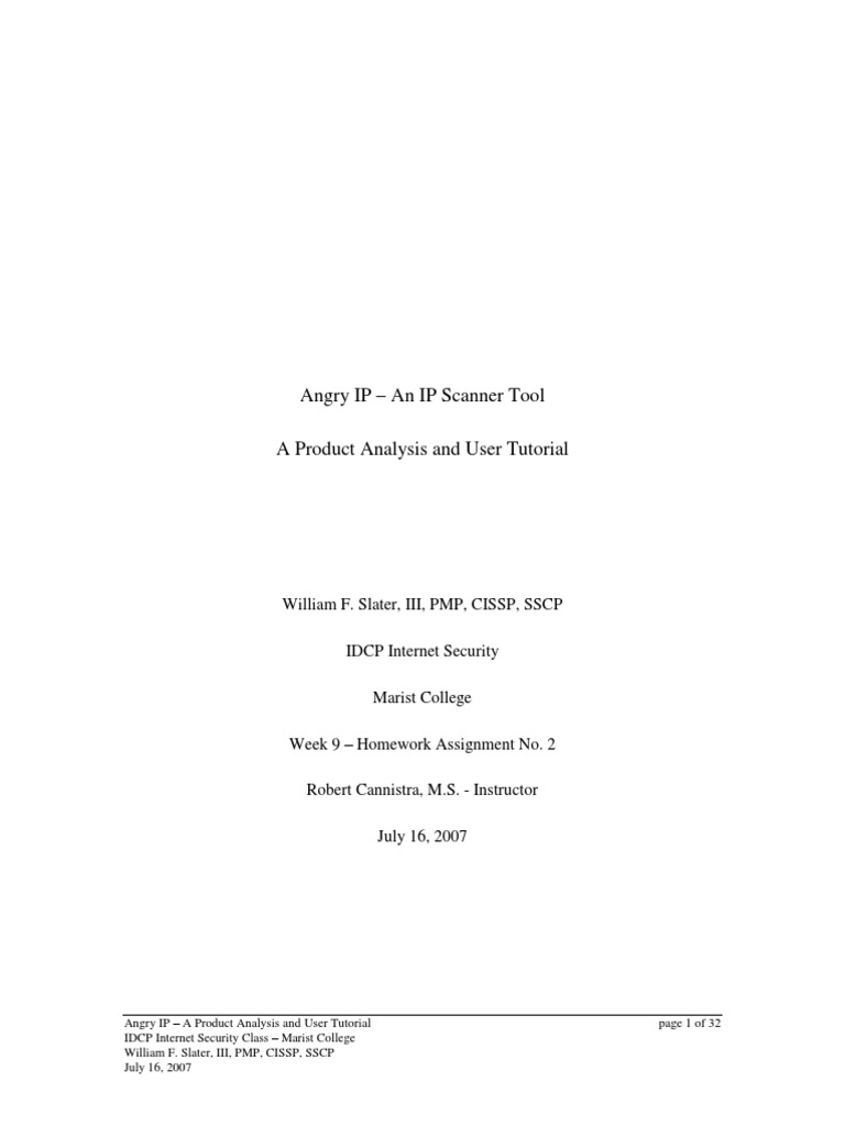 Angry IP Scanner: User Guide & Analysis | PDF | Transmission Control ...