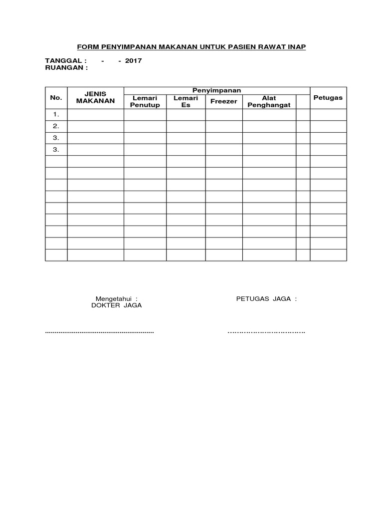 Form Penyimpanan Makanan | PDF