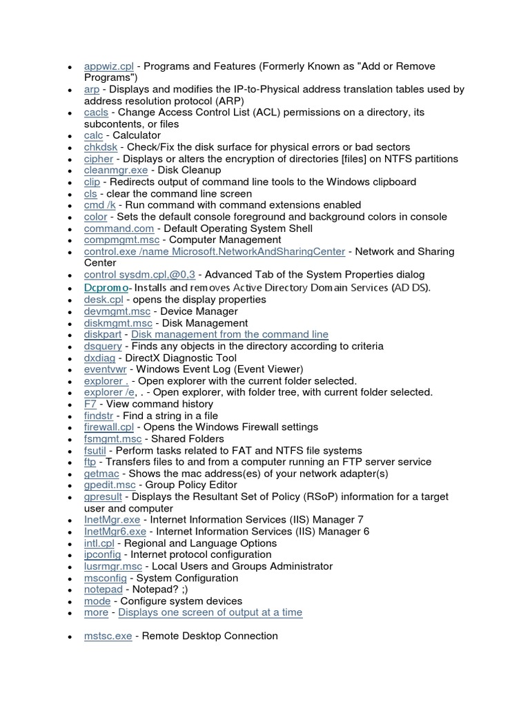 Windows System Shortcut Commands | PDF | Windows Registry | Computer ...