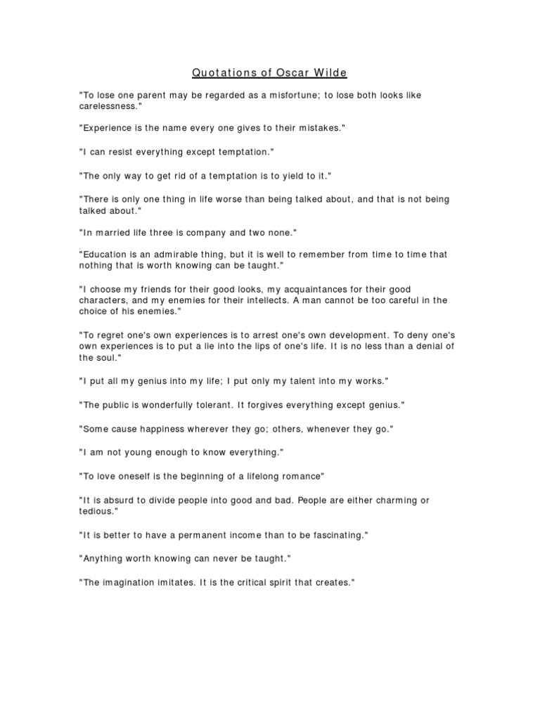 Oscar Wilde Quotations PDF | PDF