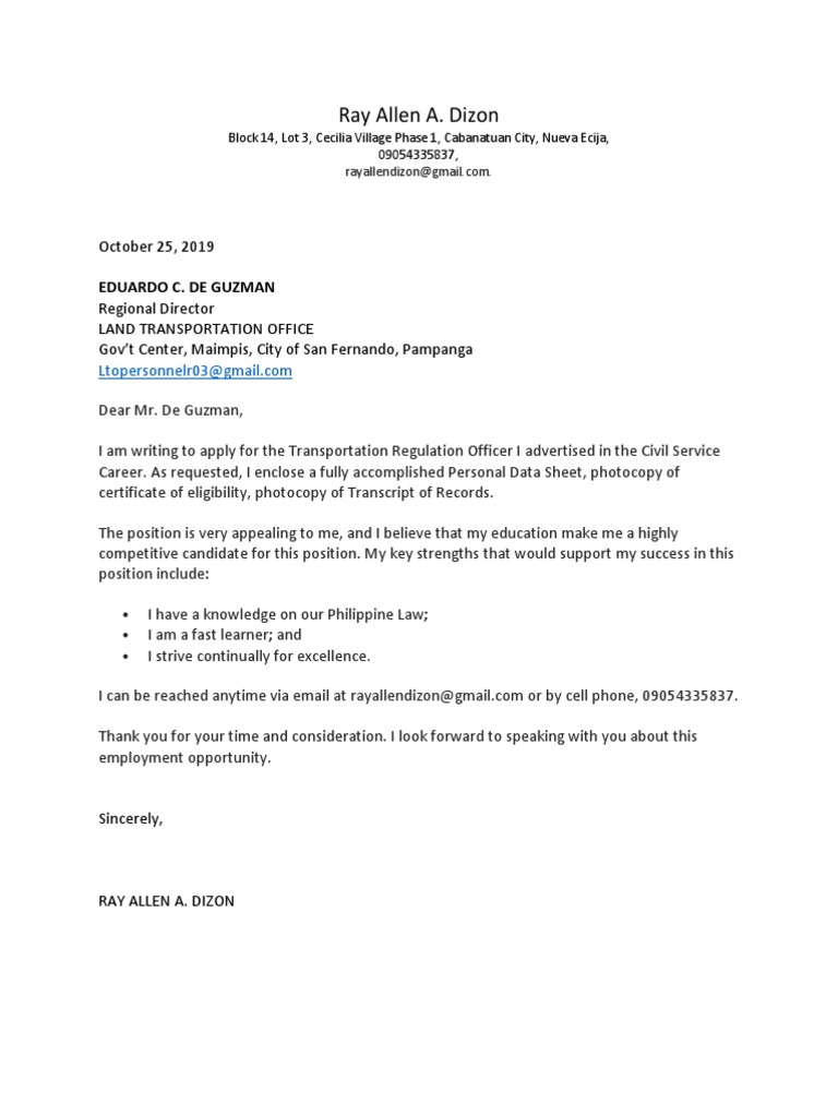 Appplication Letter | PDF | Government | Business