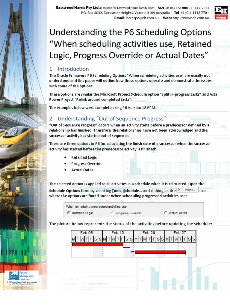 Understanding P6 Schedule Options When Scheduling Activities Use | PDF ...