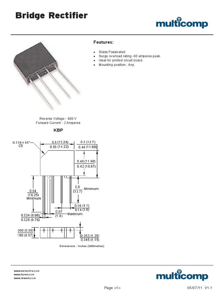 Bridge Rectifier: Features | PDF | Rectifier | Voltage