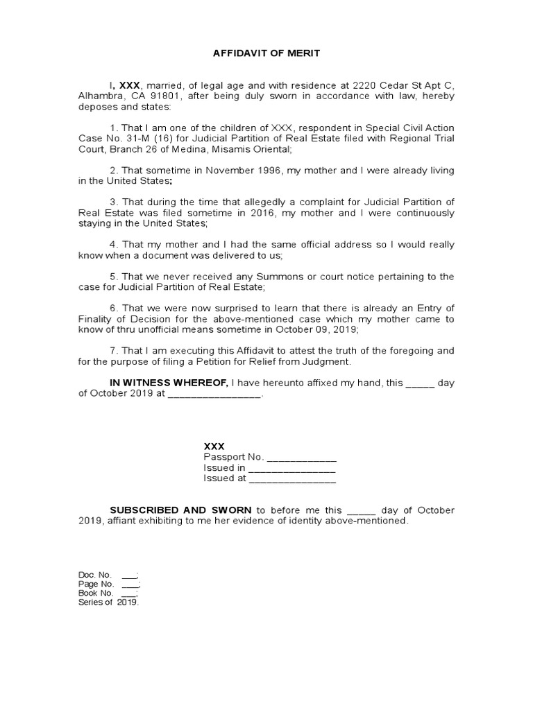 Affidavit of Merit | PDF