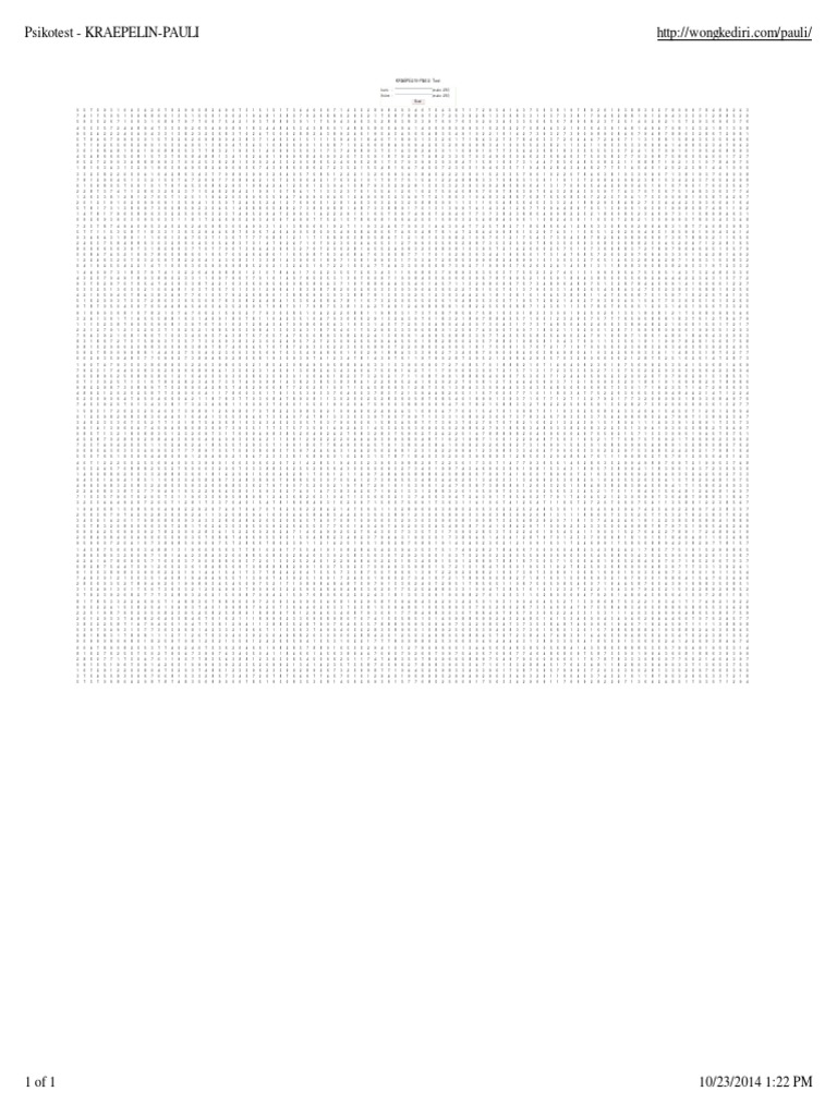 KRAEPELIN-PAULI Test Overview | PDF