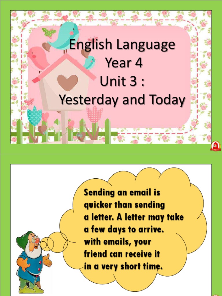 English Language Year 4 Unit 3: Yesterday and Today | PDF