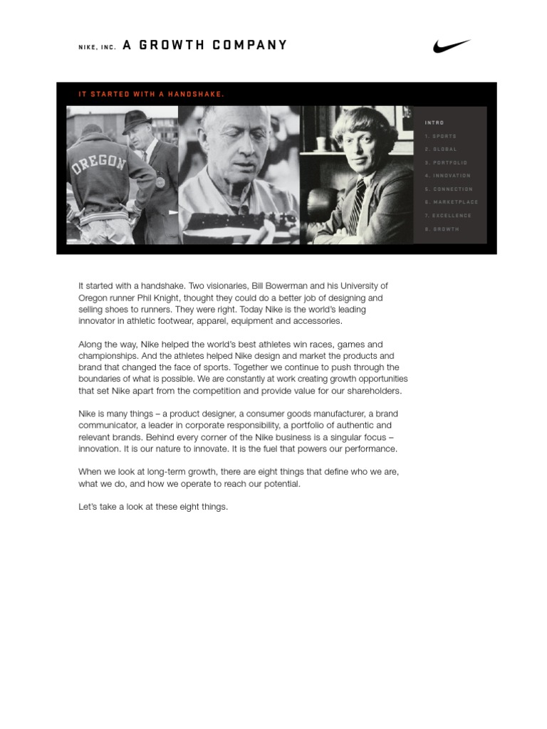 Nike Growth Story | PDF | Nike | Brand
