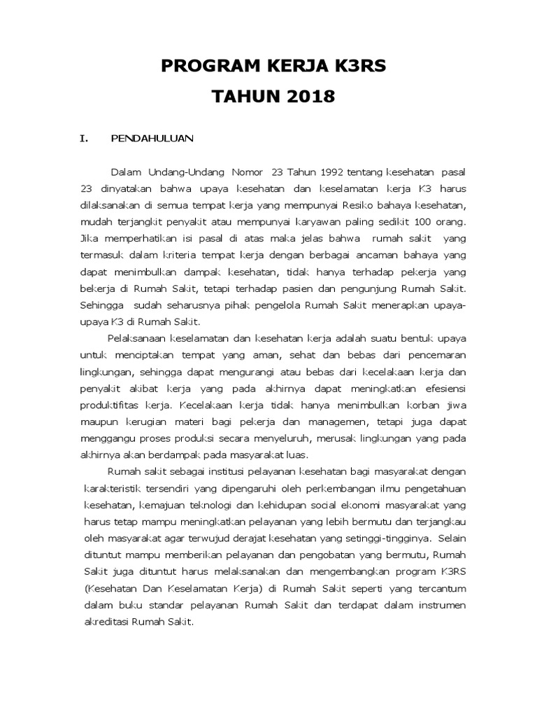 Program Kerja k3rs | PDF