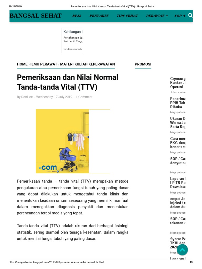 Pemeriksaan Dan Nilai Normal Tanda-Tanda Vital (TTV) - Bangsal Sehat ... Pemeriksaan Dan Nilai Normal Tanda-Tanda Vital (TTV) - Bangsal Sehat ...