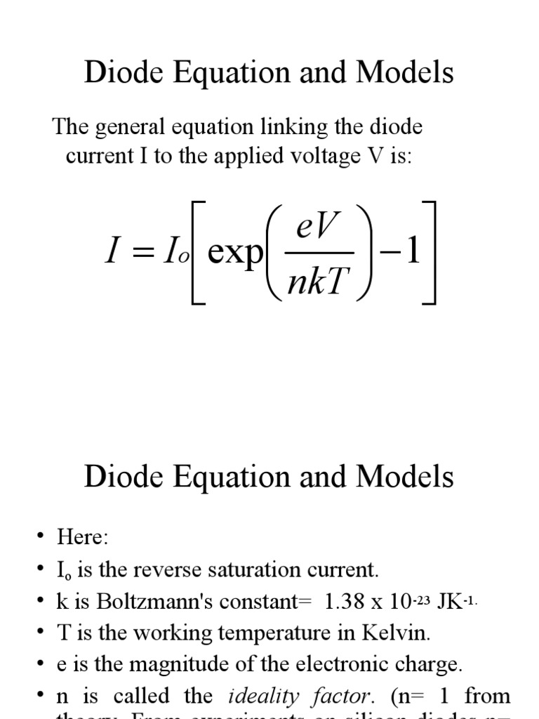 Understanding Diode Behavior Through Mathematical Models and Equivalent ...