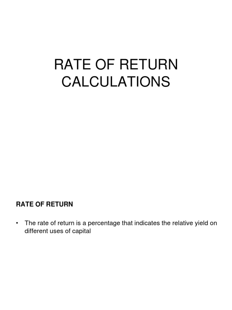 Rate of Return Calculations | PDF | Internal Rate Of Return | Economics