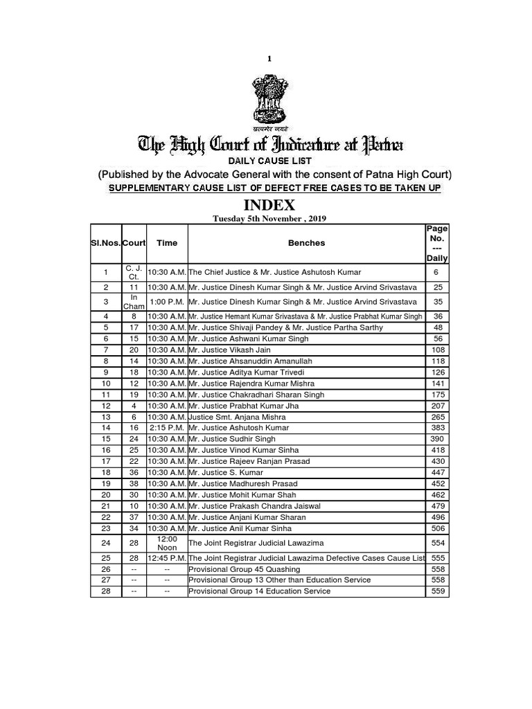 Cause List PHC | PDF | Judge | Public Law