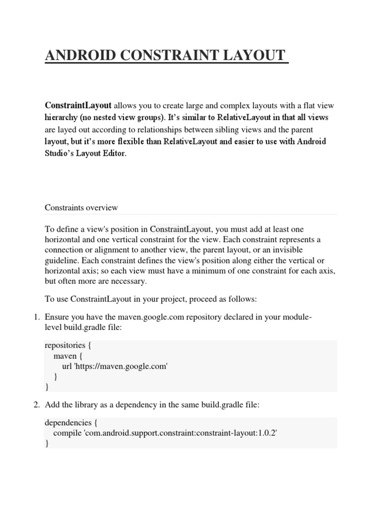 Android Constraint Layout | PDF